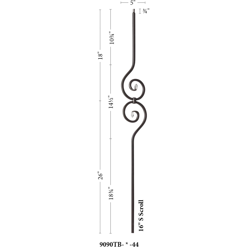 Be the first to review “9090TB Spiral scroll Iron balusters 1/2″ bar ...